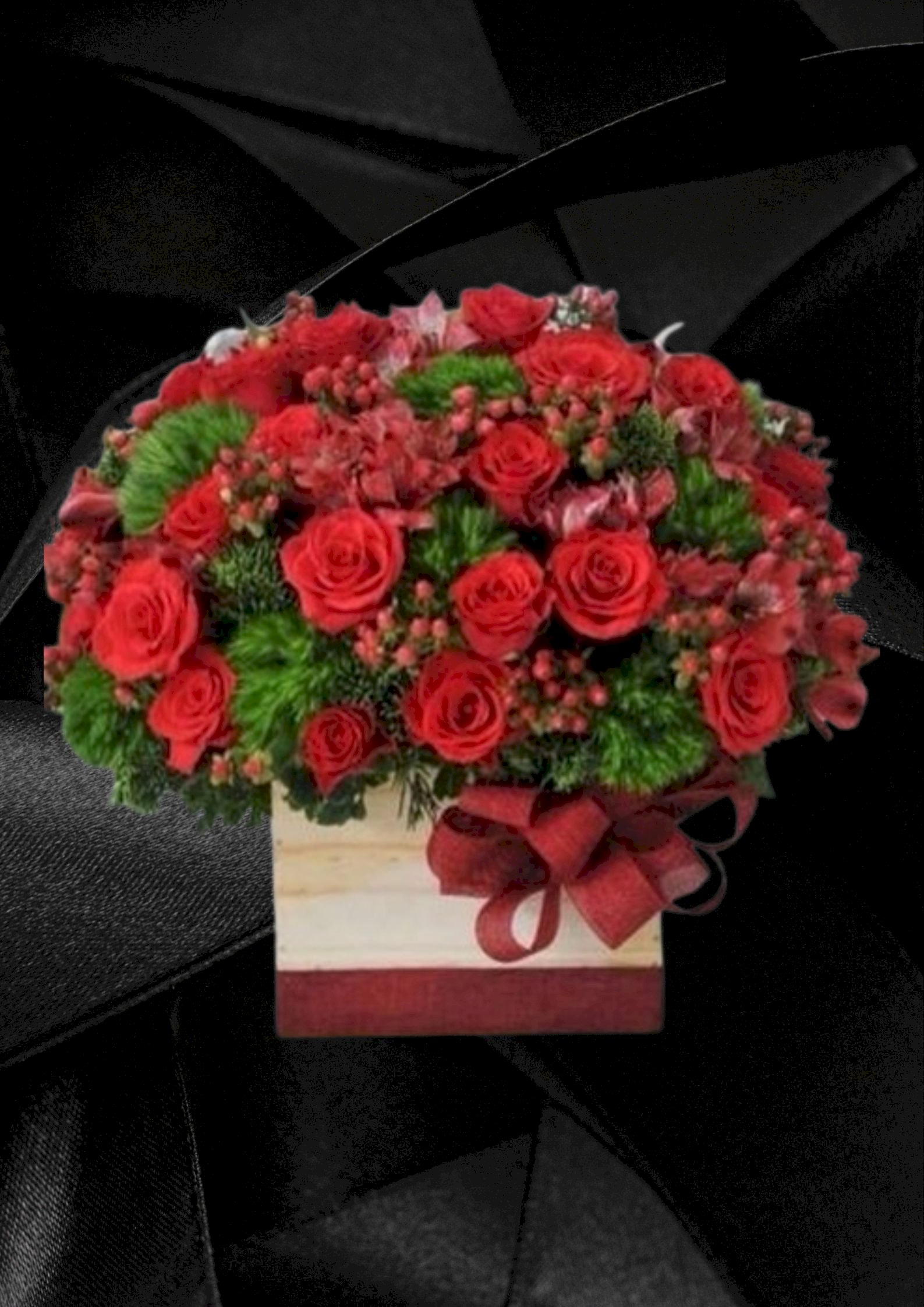 Giỏ hoa hồng mix hoa Green wicky - LDNK244